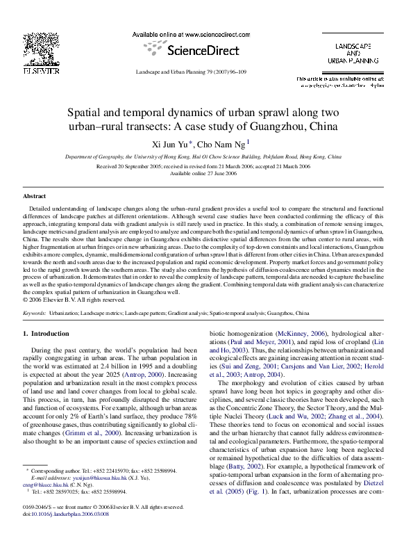 Pdf Spatial And Temporal Dynamics Of Urban Sprawl Along Two Urban