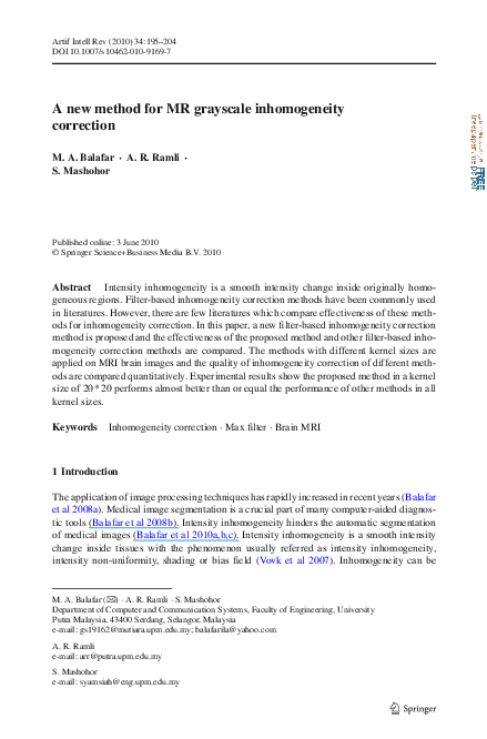 (PDF) A new method for MR grayscale inhomogeneity correction