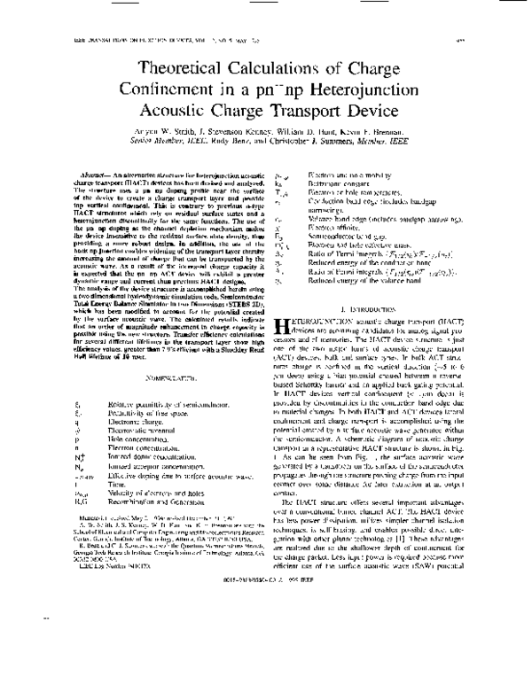 (PDF) Theoretical calculations of charge confinement in a pn~np ...