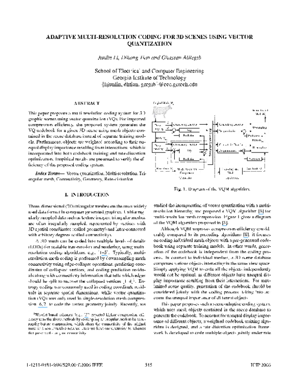 (PDF) Adaptive Multi-Resolution Coding for 3D Scenes using Vector Quantization