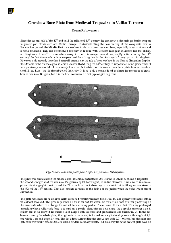 (PDF) Crossbow Bone Plate from Medieval Trapezitsa in Veliko Tarnovo ...