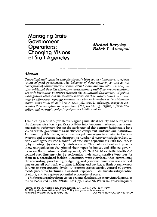 (PDF) Manging state government operations: Changing visions of staff ...