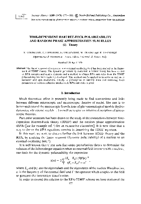 (PDF) Time-dependent Hartree-Fock polarizability and random phase approximation sum rules (I ...