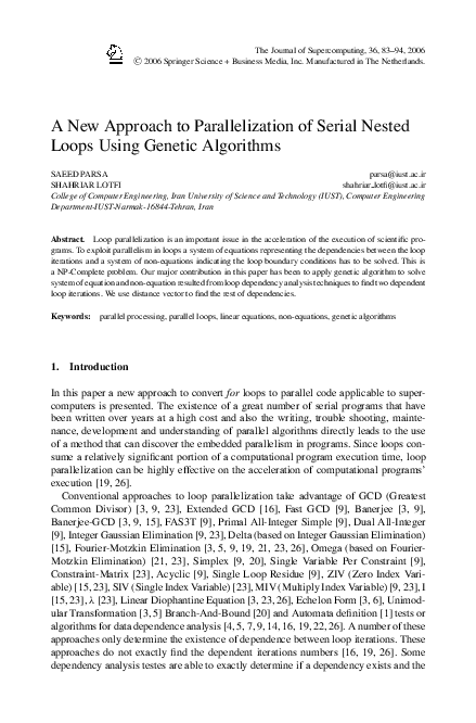 Pdf A New Approach To Parallelization Of Serial Nested Loops Using 8290