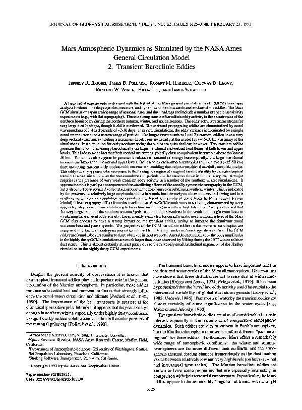 (PDF) Mars atmospheric dynamics as simulated by the NASA Ames general ...