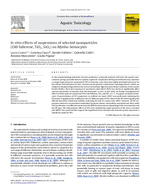 (PDF) In vitro effects of suspensions of selected nanoparticles (C60 fullerene, TiO 2, SiO 2) on ...