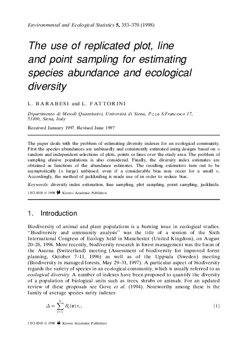 (PDF) The use of replicated plot, line and point sampling for ...