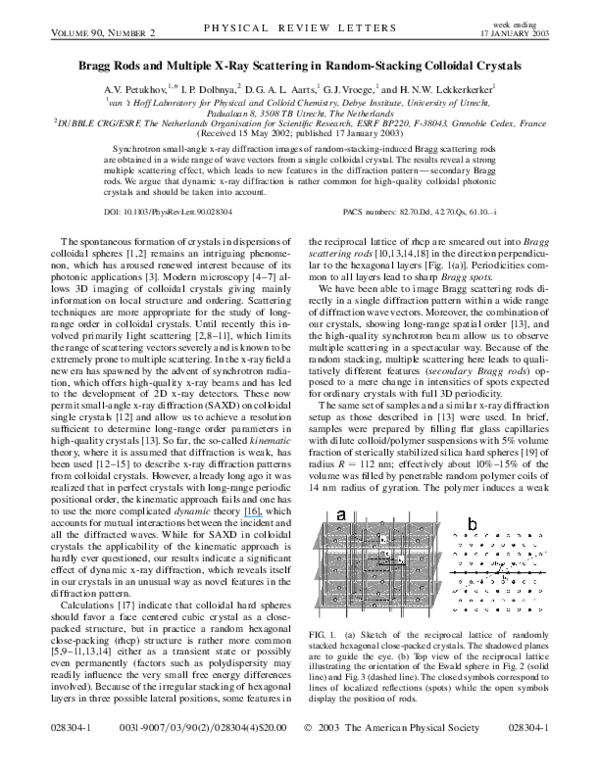 (PDF) Bragg Rods and Multiple X-Ray Scattering in Random-Stacking Colloidal Crystals