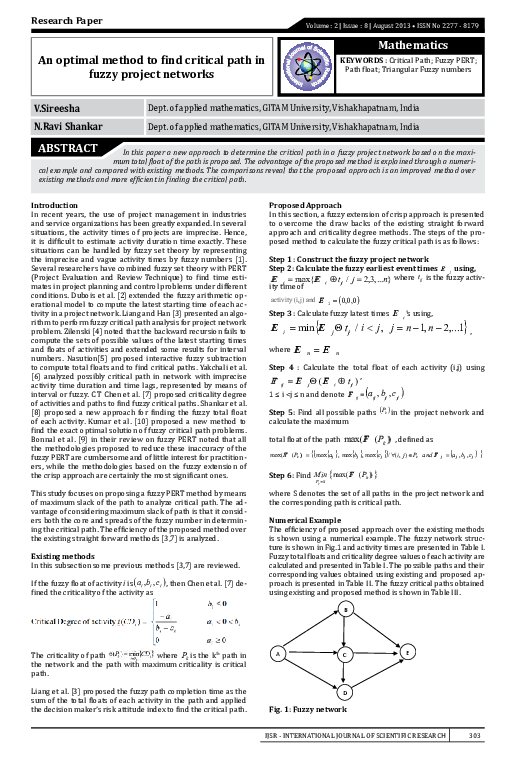 (PDF) An optimal method to find critical path in fuzzy project networks