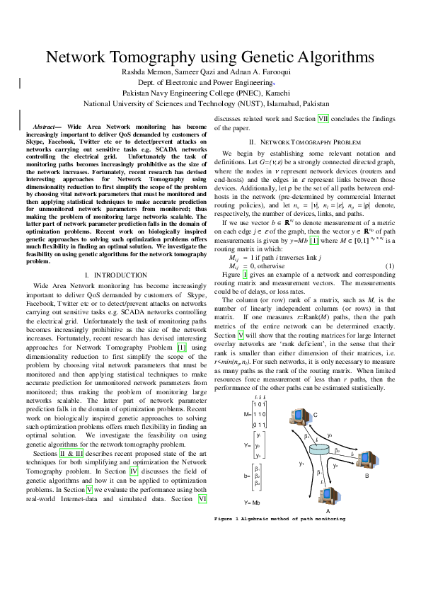 Pdf Network Tomography Using Genetic Algorithms