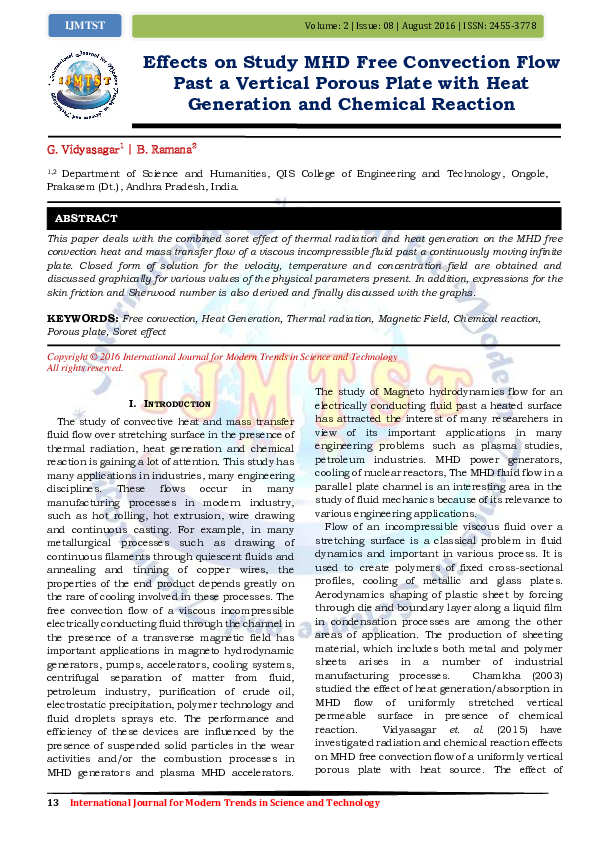 (PDF) Effects on Study MHD Free Convection Flow Past a Vertical Porous ...