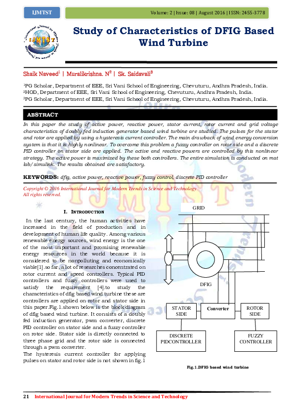 (PDF) Study of Characteristics of DFIG Based Wind Turbine