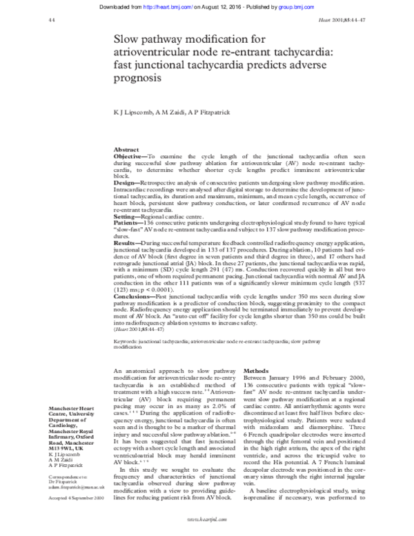 (PDF) Junctional Tachycardia in AV Node Ablation Outcomes