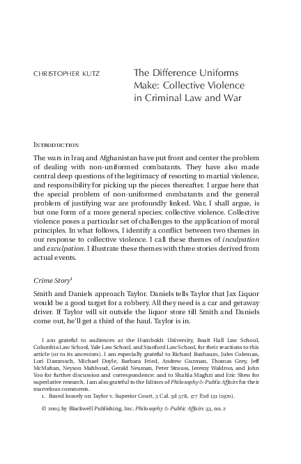 (PDF) The Difference Uniforms Make: Collective Violence in Criminal Law ...
