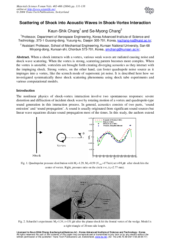 (PDF) Shock-Vortex Interaction and Acoustic Scattering