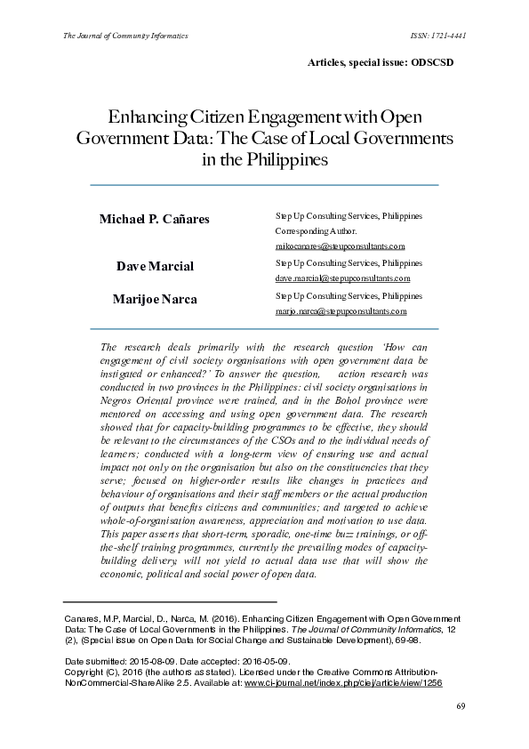 (PDF) Enhancing Citizen Engagement with Open Government Data: The Case of Local Governments in ...