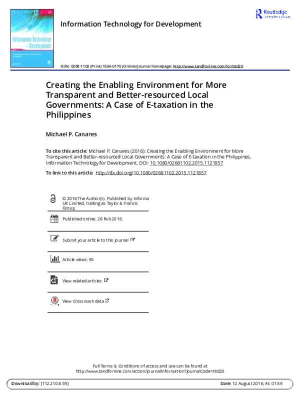 (PDF) Creating the Enabling Environment for Better resourced Local ...