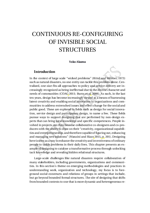 (PDF) CONTINUOUS RE-CONFIGURING OF INVISIBLE SOCIAL STRUCTURES