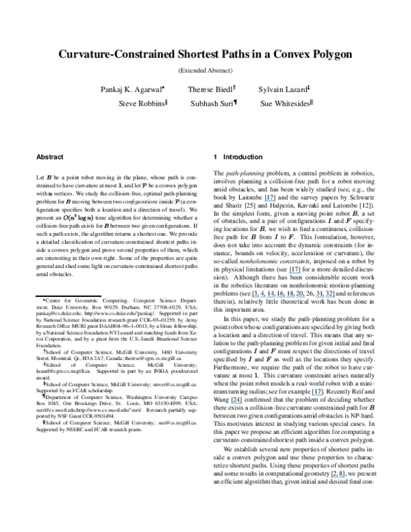 Pdf Curvature Constrained Shortest Paths In A Convex Polygon