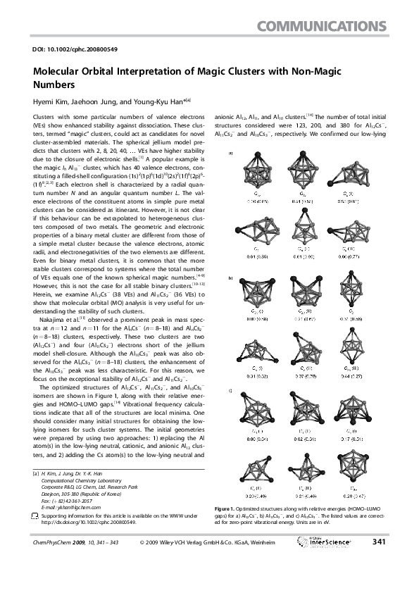 (PDF) Molecular Orbital Interpretation of Magic Clusters with Non-Magic ...