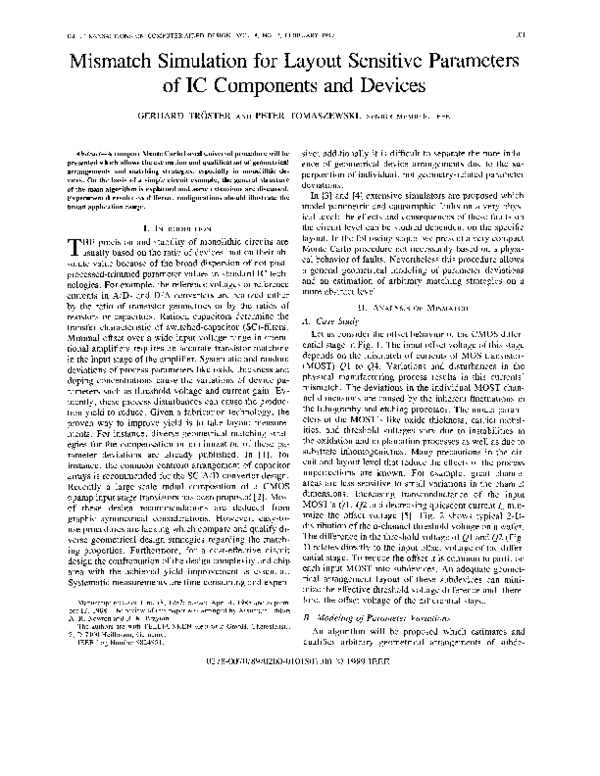(PDF) Mismatch simulation for layout sensitive parameters of IC ...