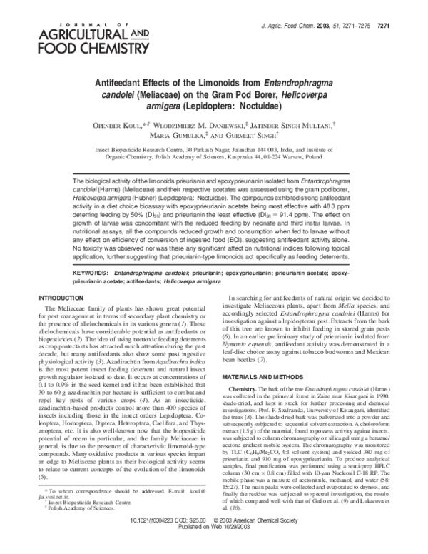(PDF) Antifeedant Effects of the Limonoids from Entandrophragma ...
