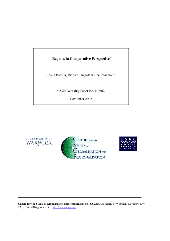 (PDF) Regions in comparative perspective