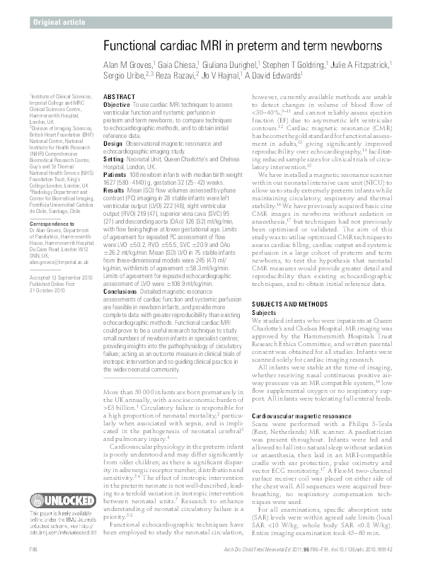 (PDF) Functional cardiac MRI in preterm and term newborns