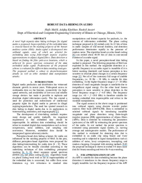 (PDF) Robust data-hiding in audio
