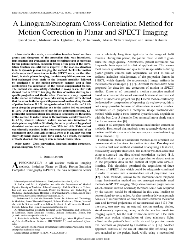 (PDF) A Linogram/Sinogram Cross-Correlation Method for Motion ...