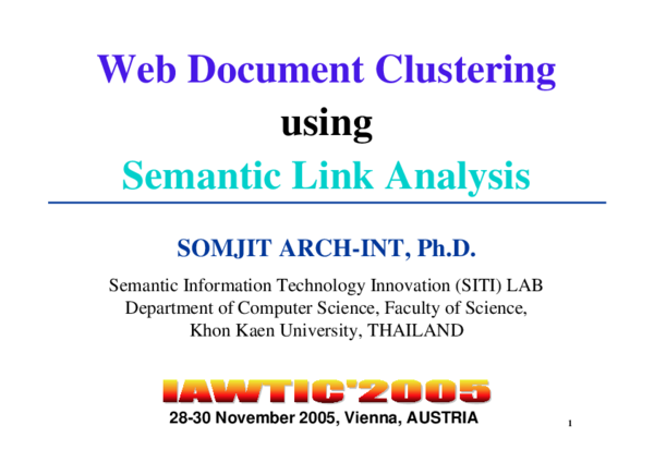Pdf Web Document Clustering Using Semantic Link Analysis 8086