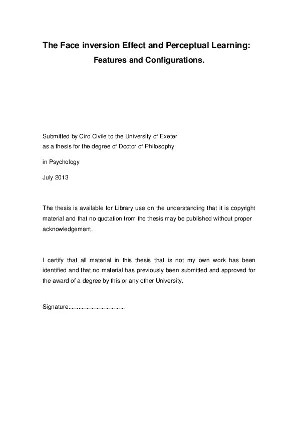 (PDF) The Face inversion Effect and Perceptual Learning: Features and Configurations | Ciro ...