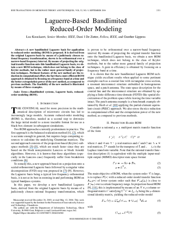 (PDF) Laguerre-Based Bandlimited Reduced-Order Modeling