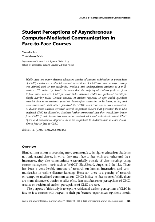 (PDF) Student Perceptions of Asynchronous Computer-Mediated Communication in Face-to-Face Courses