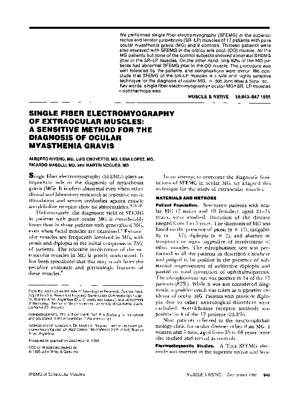 (PDF) Single fiber electromyography of extraocular muscles: A sensitive ...