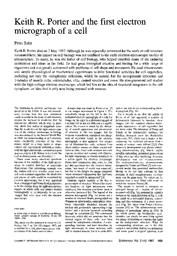 (PDF) Keith R. Porter and the first electron micrograph of a cell
