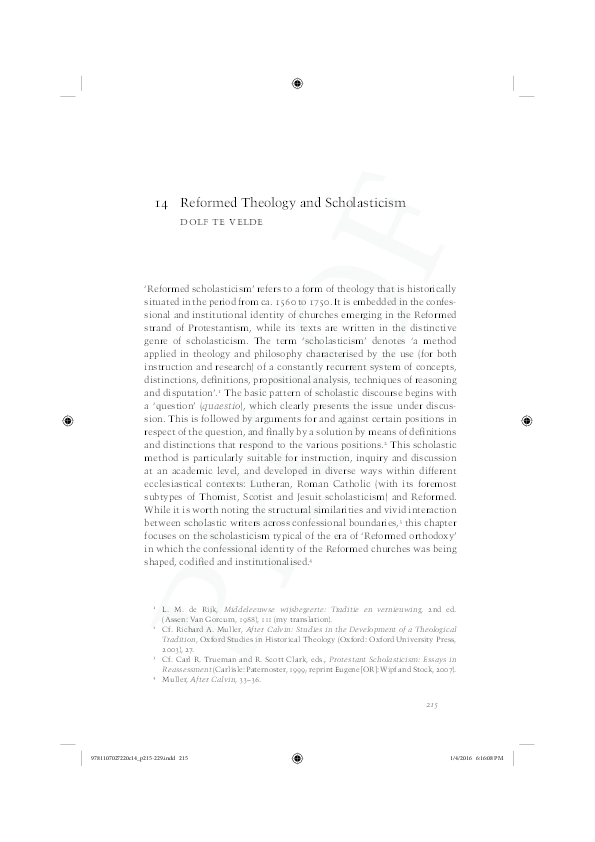 (PDF) Reformed Theology and Scholasticism