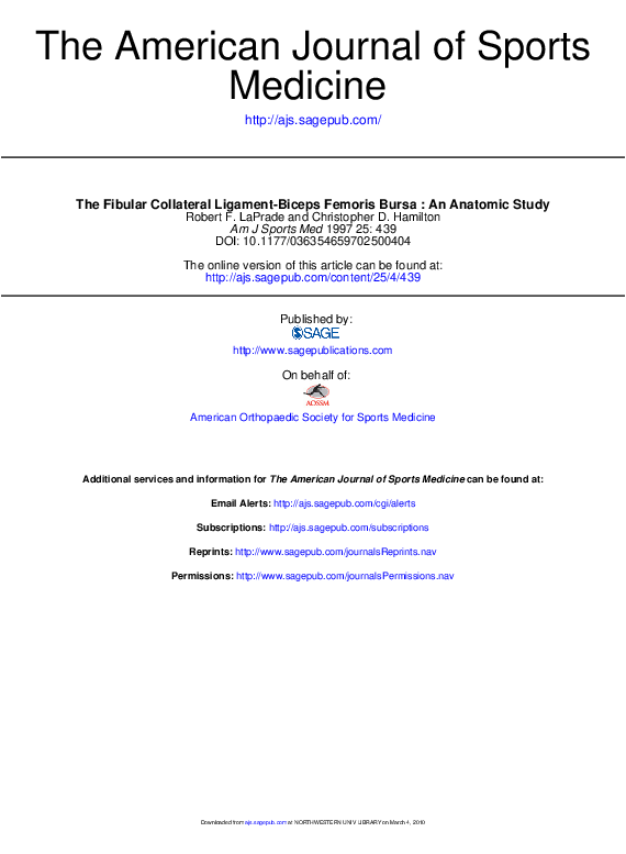 (PDF) The Fibular Collateral Ligament-Biceps Femoris Bursa: An Anatomic ...