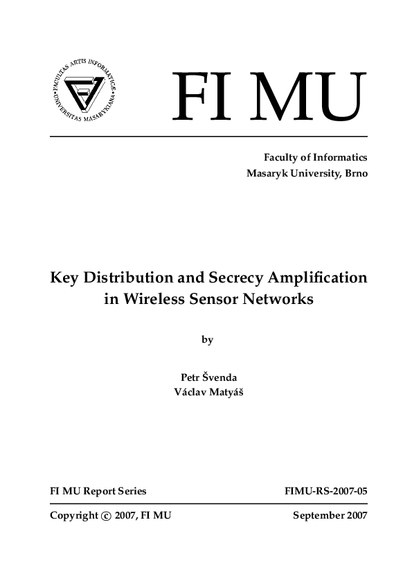 (PDF) Key distribution and secrecy amplification in wireless sensor ...