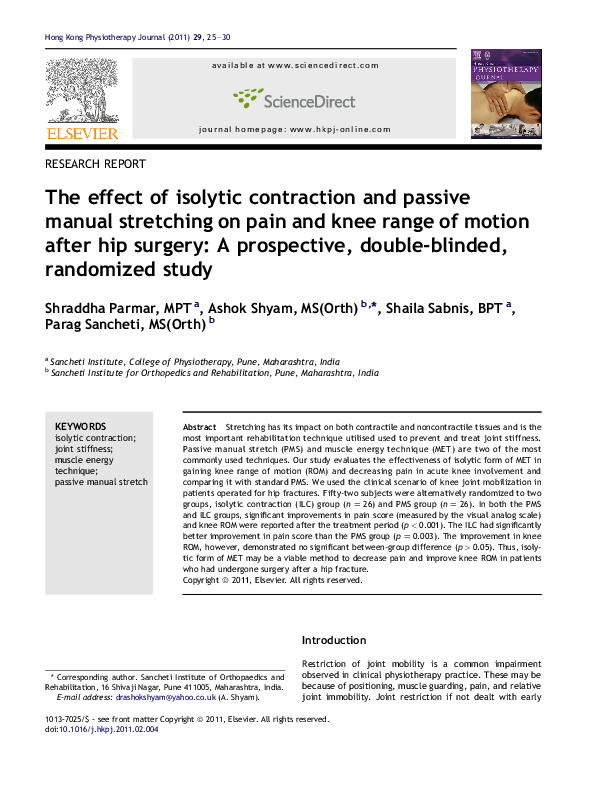 (PDF) The effect of isolytic contraction and passive manual stretching ...
