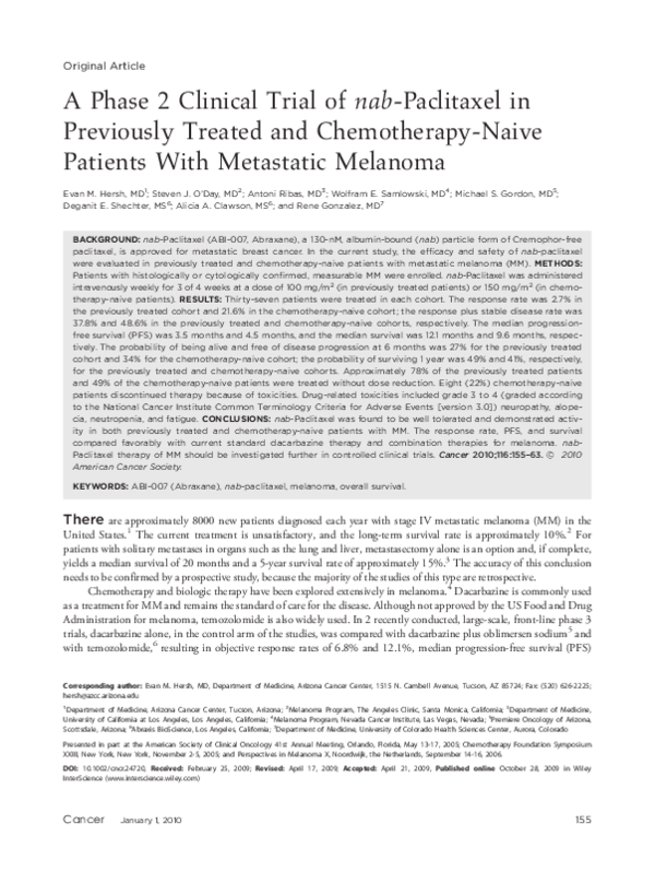 (PDF) A phase 2 clinical trial of nab -paclitaxel in previously treated ...