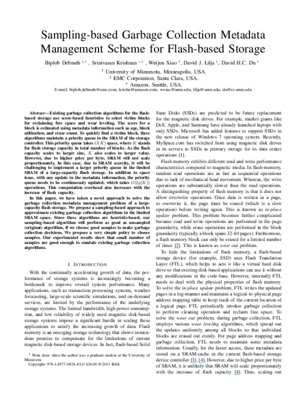 (PDF) Sampling-based garbage collection metadata management scheme for ...
