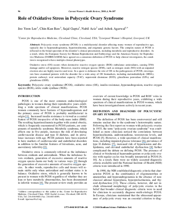 (PDF) Role of Oxidative Stress in Polycystic Ovary Syndrome