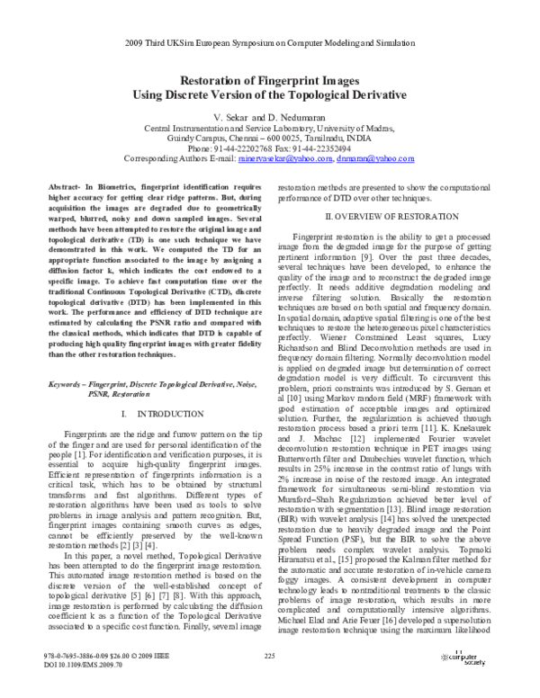 (PDF) Restoration of Fingerprint Images Using Discrete Version of the ...