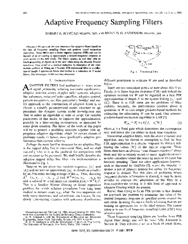 (PDF) Adaptive frequency sampling filters
