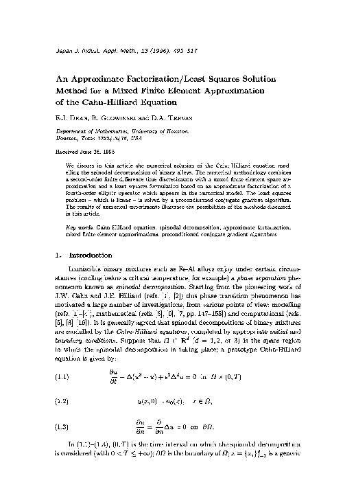 Pdf An Approximate Factorizationleast Squares Solution Method For A