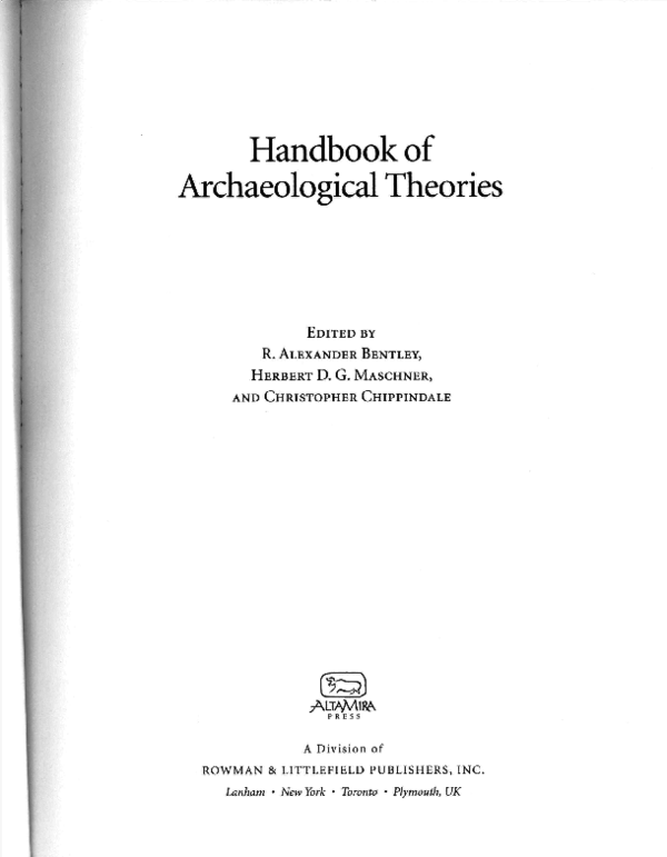 (PDF) Handbook of Archaeological Theories Introduction: On Archaeological Theories