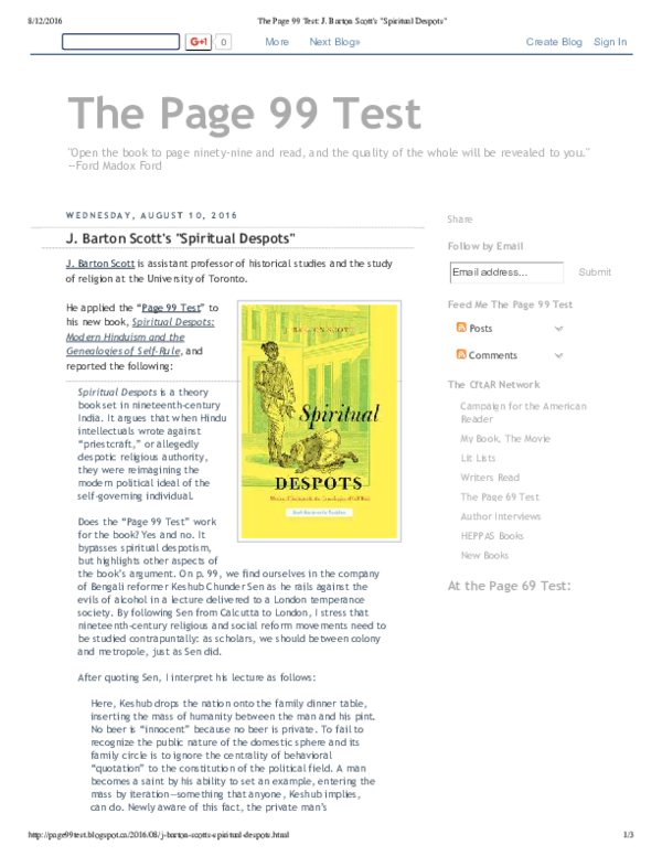 (PDF) The Page 99 Test: Spiritual Despots