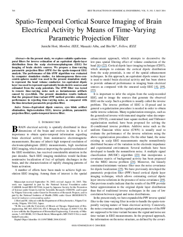 (PDF) Spatio-Temporal Cortical Source Imaging of Brain Electrical Activity by Means of Time ...