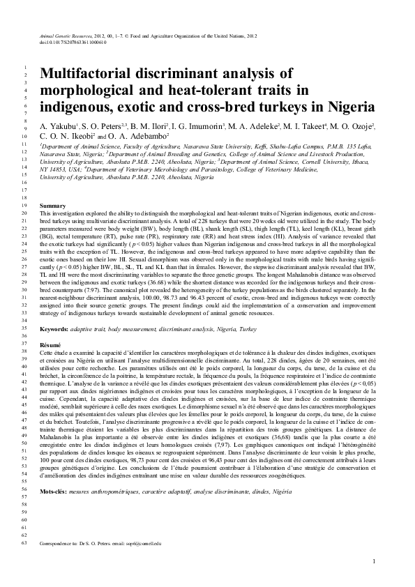 (PDF) Multifactorial discriminant analysis of morphological and heat-tolerant traits in ...